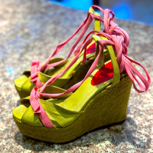 Shoes | Christian Louboutin Green X Pink Isabelle Espadrille 6cla1014 ...